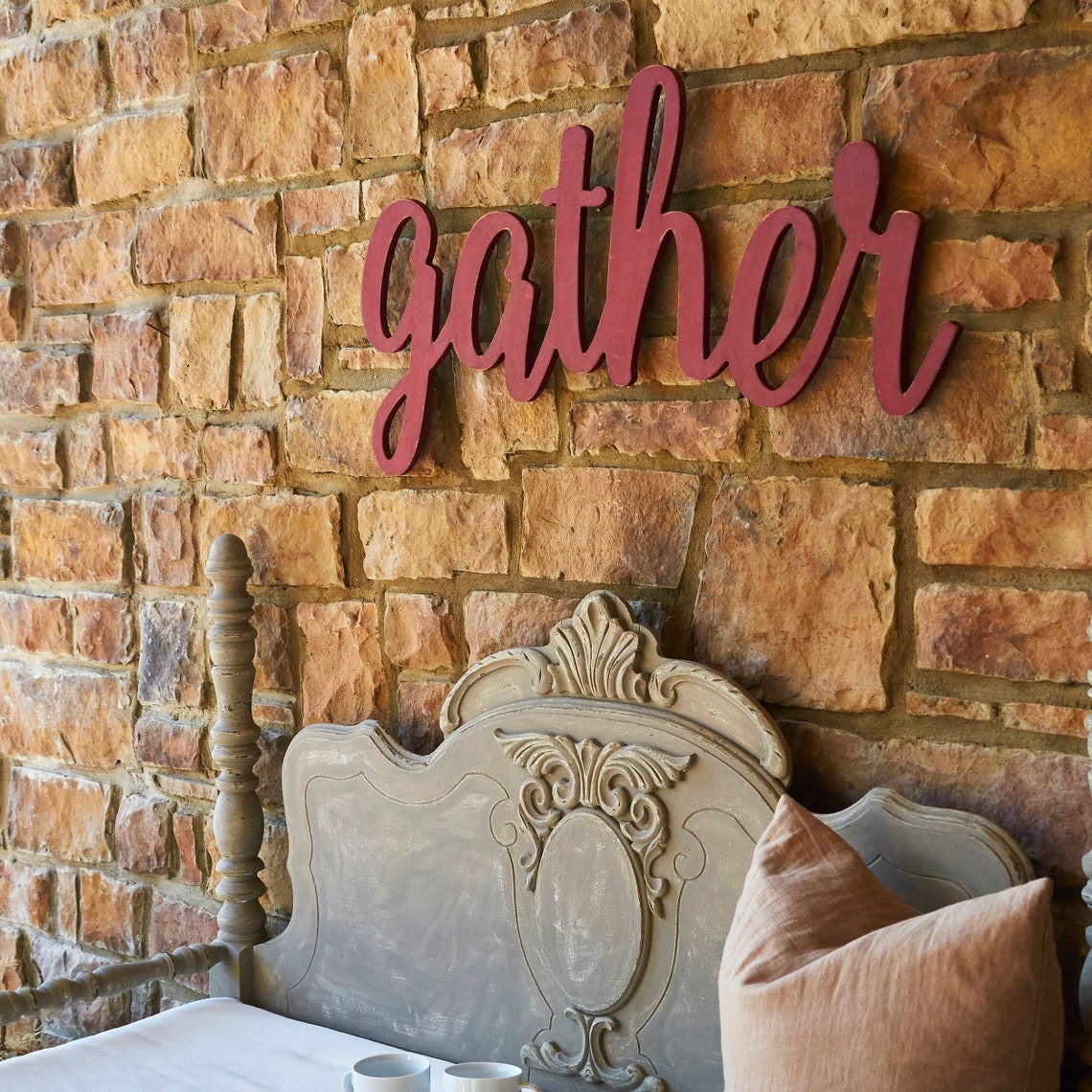 Gather Words Huge Cursive Wood Holidays Sign Decor | Etsy