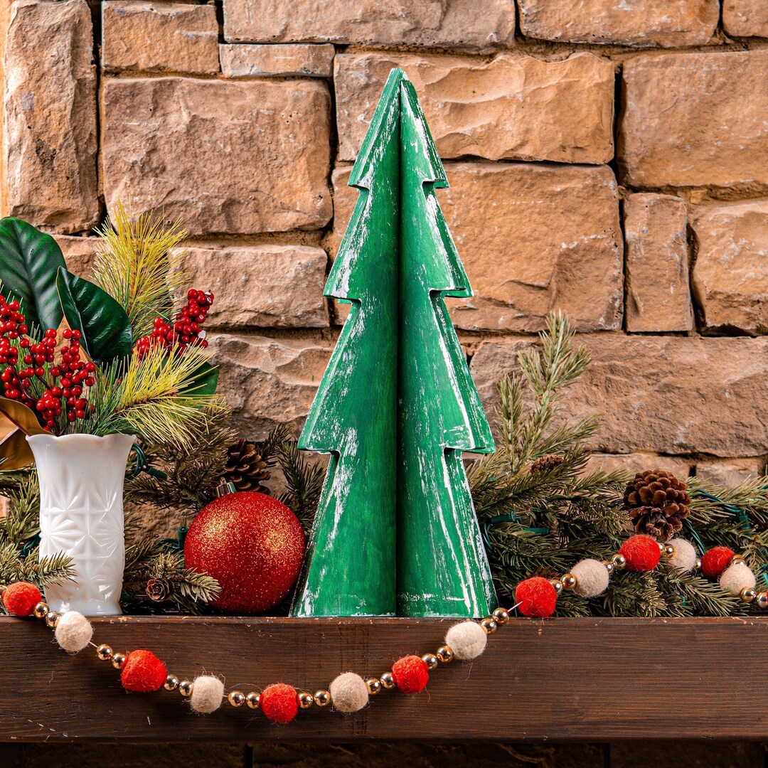 17 In. Standing Slotted Tree* Unfinished* Porch or Mantel Decor* Winter ...