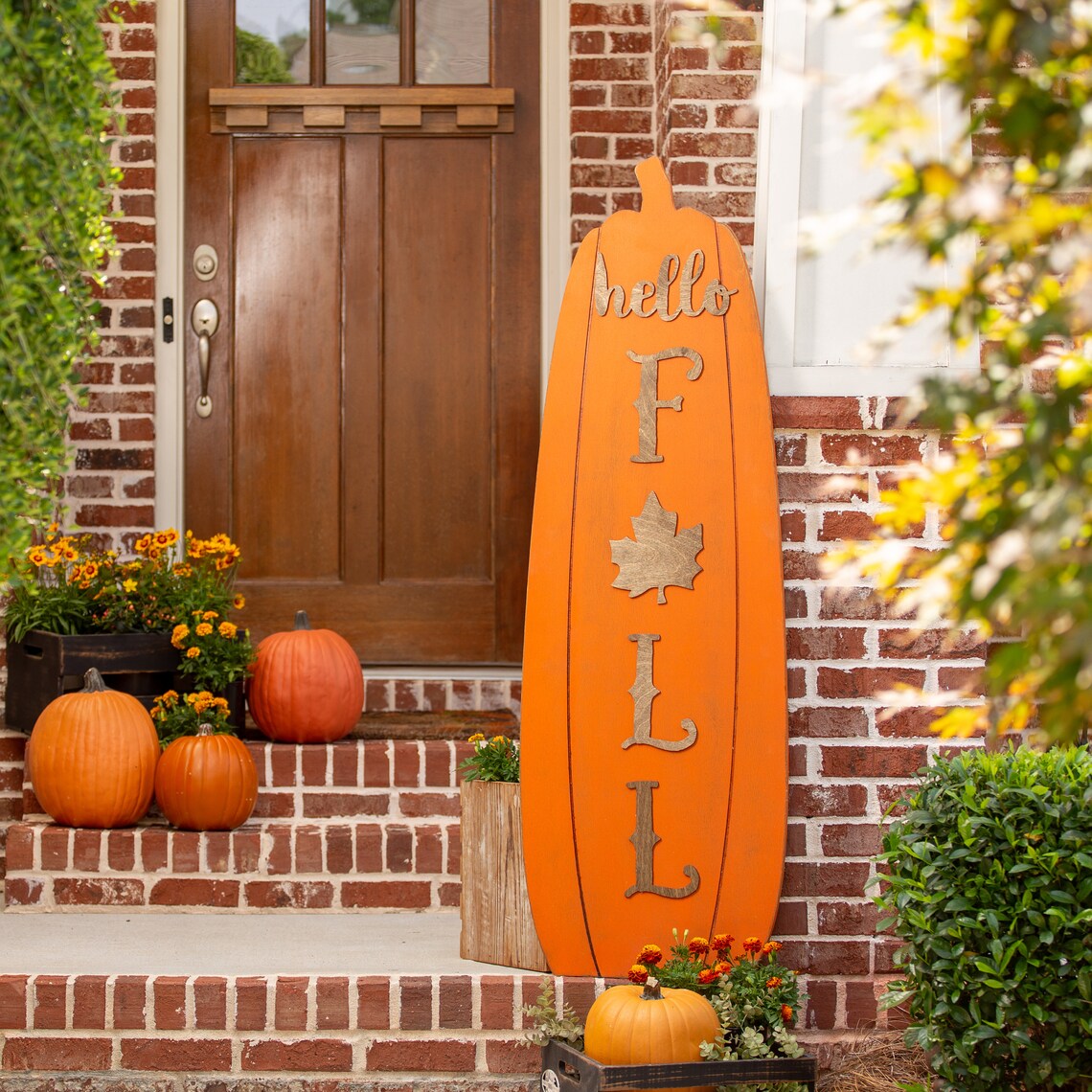 Fall DIY Pumpkin Front Door Sign 57 Tall Unfinished Wood | Etsy