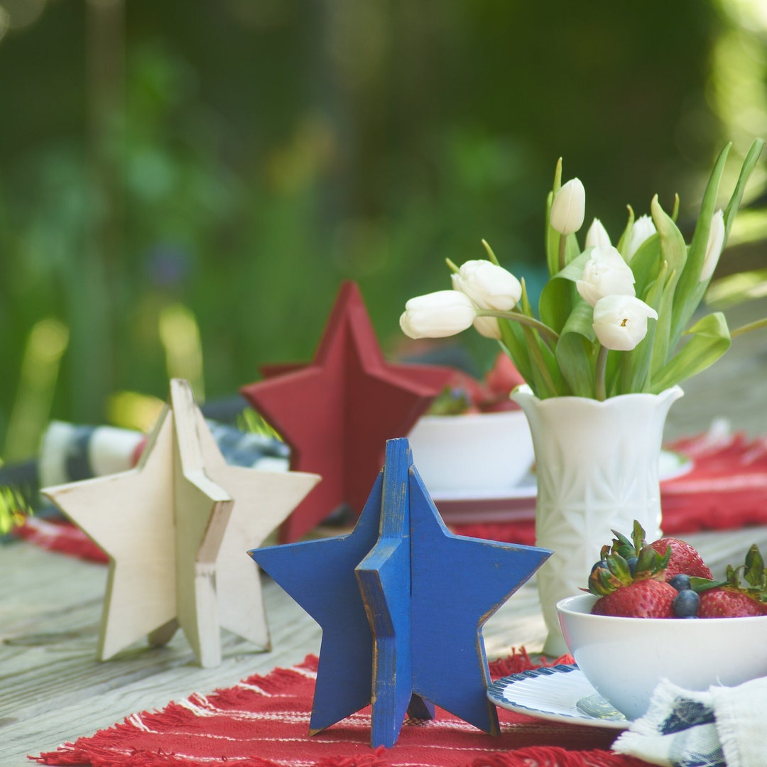 Slotted Star Decor* Set of 3* Table Decor* Unfinished* DIY* Wood ...