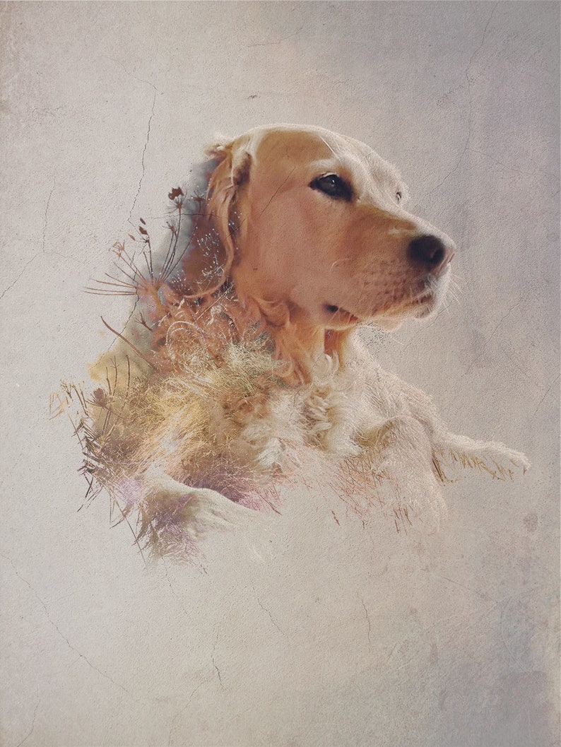 Custom dog portrait custom Pet portrait double exposure pet | Etsy