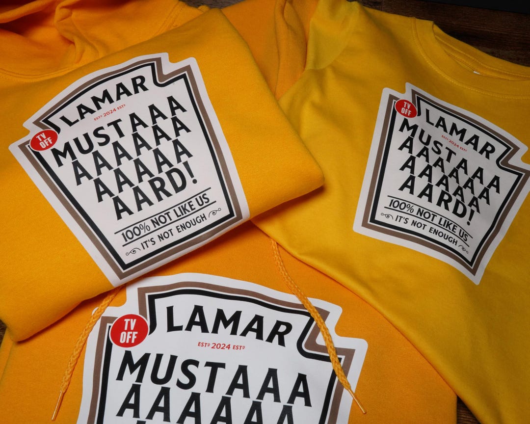Kendrick Lamar Mustard Hoodie GNX Album Merch Mustaaard TV off Kendrick ...