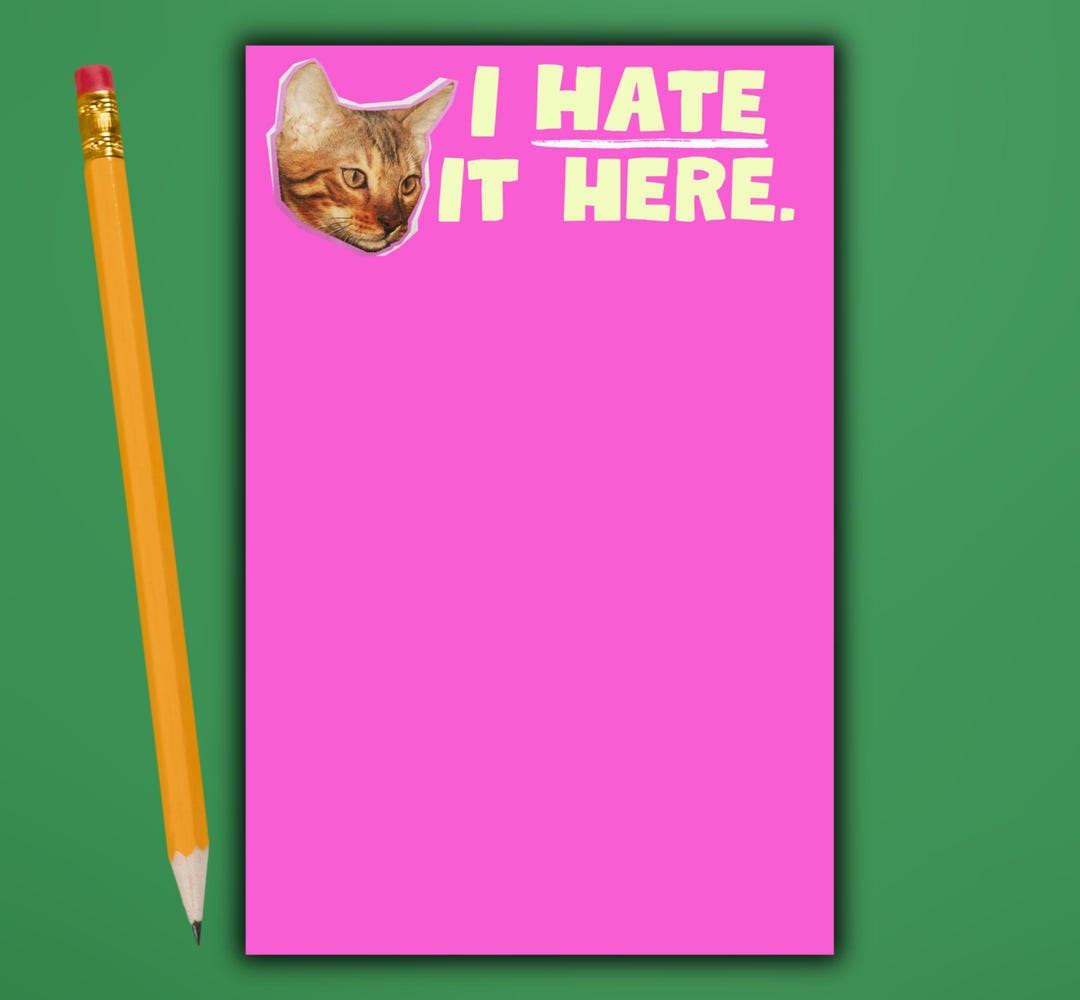 I Hate It Here Notepad, Funny Notepad, Funny Memo Pad, Funny Stationery ...