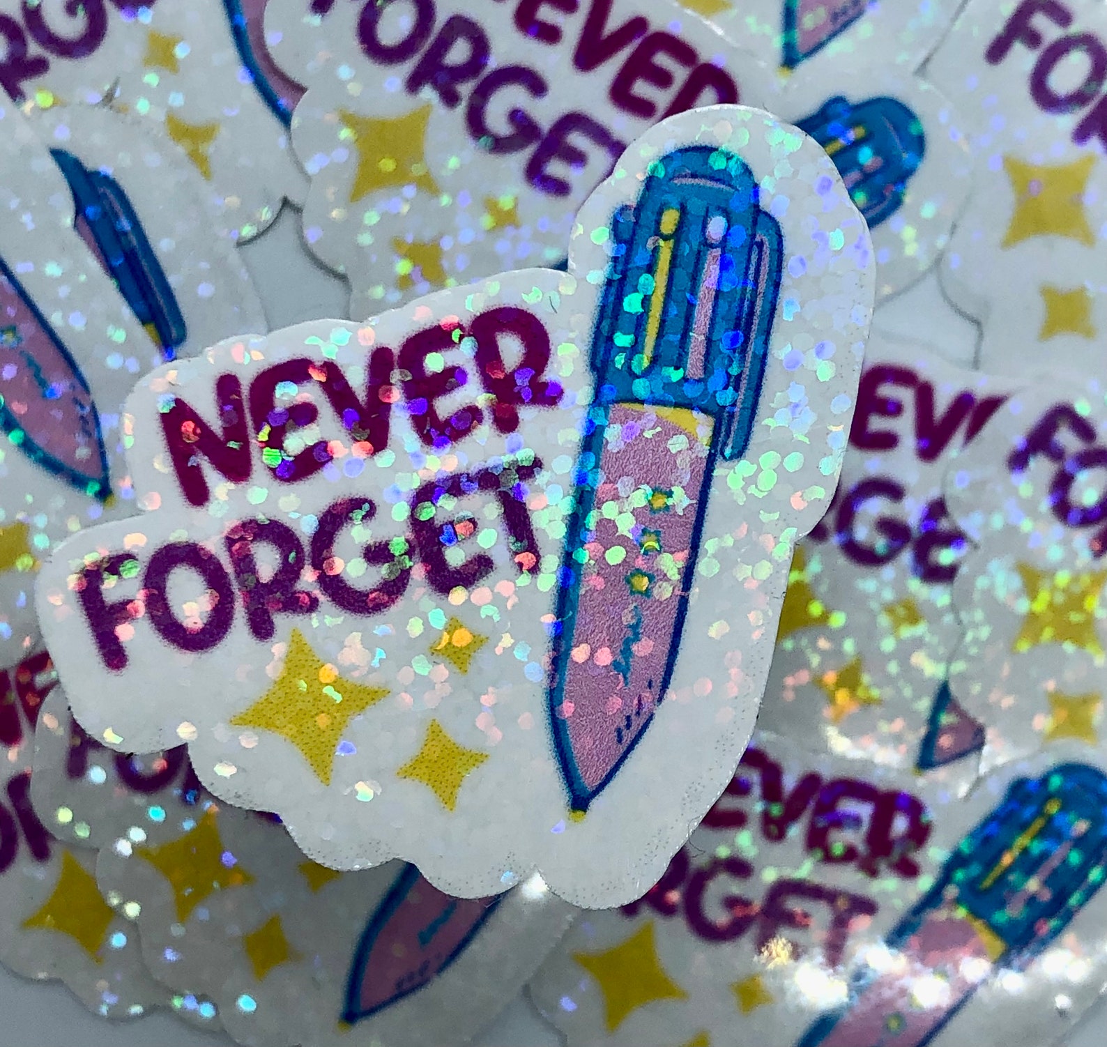 Never Forget Sticker 90s Girl Sticker Holographic Sticker - Etsy