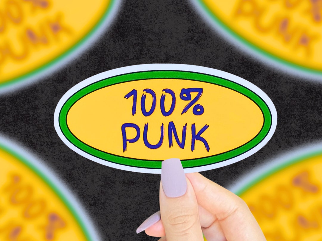 100% Punk Sticker, 90s Stickers, 90s Decal, 90s Nostalgia, Grunge ...