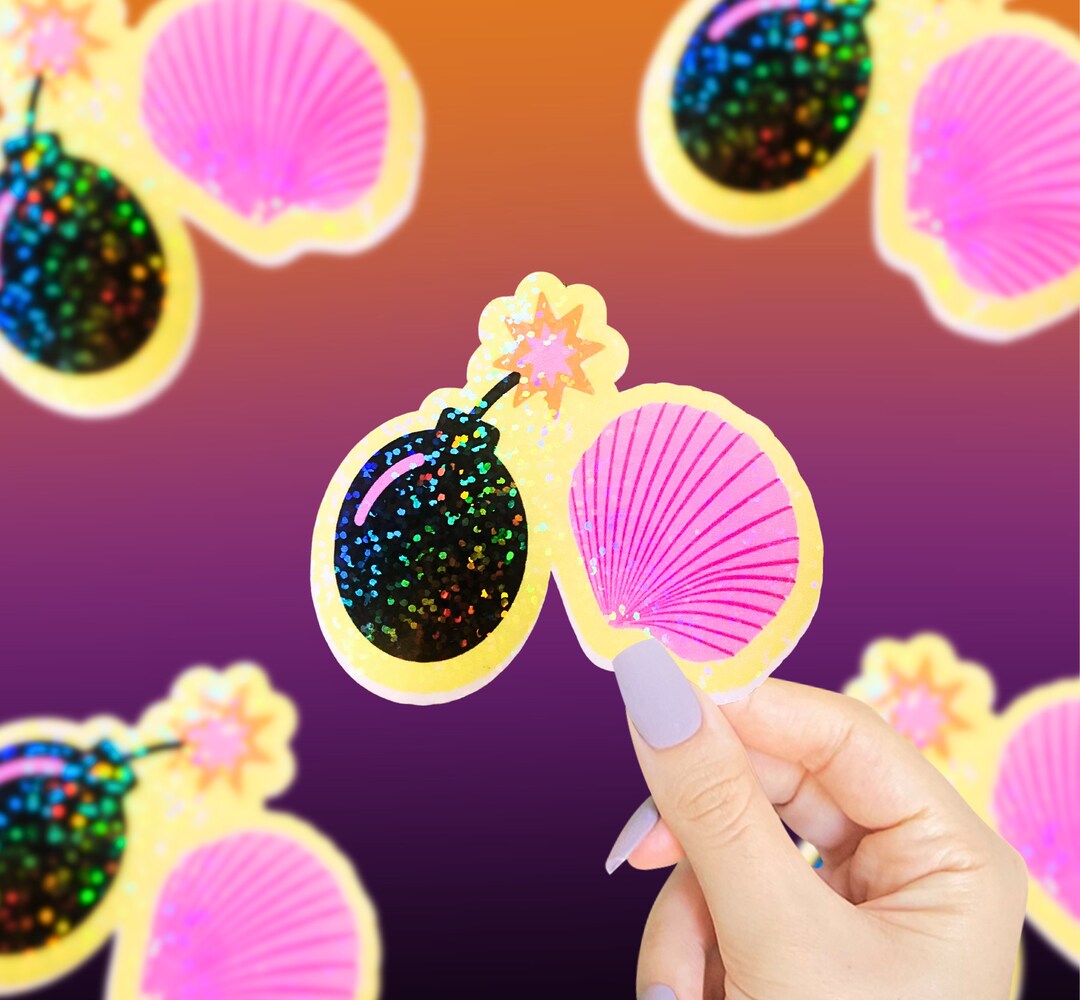 Bombshell Sticker, Holographic, Bomb Sticker, Seashell Sticker, Funny ...