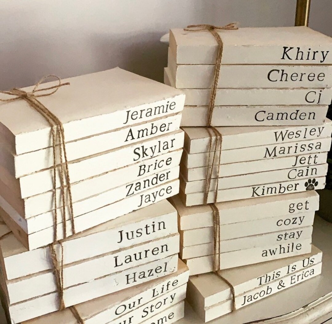 Custom Stamped Books, Rustic Decor, Farmhouse Books, Hand Stamped Books ...