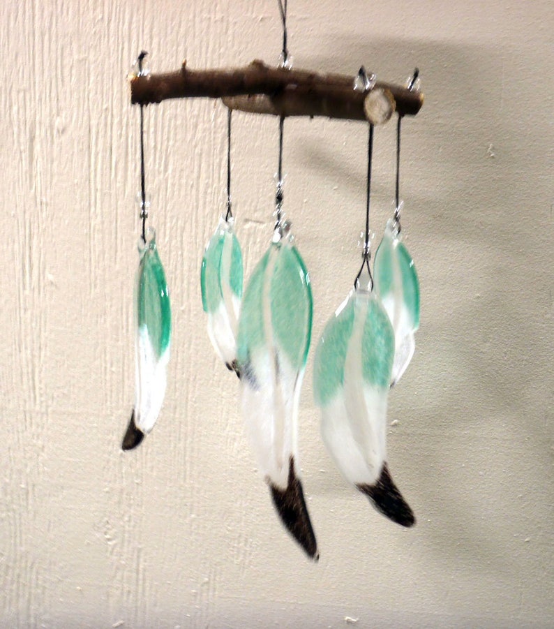 Feather Mobile Wind Chime Glass Beads Feathers Hanging | Etsy