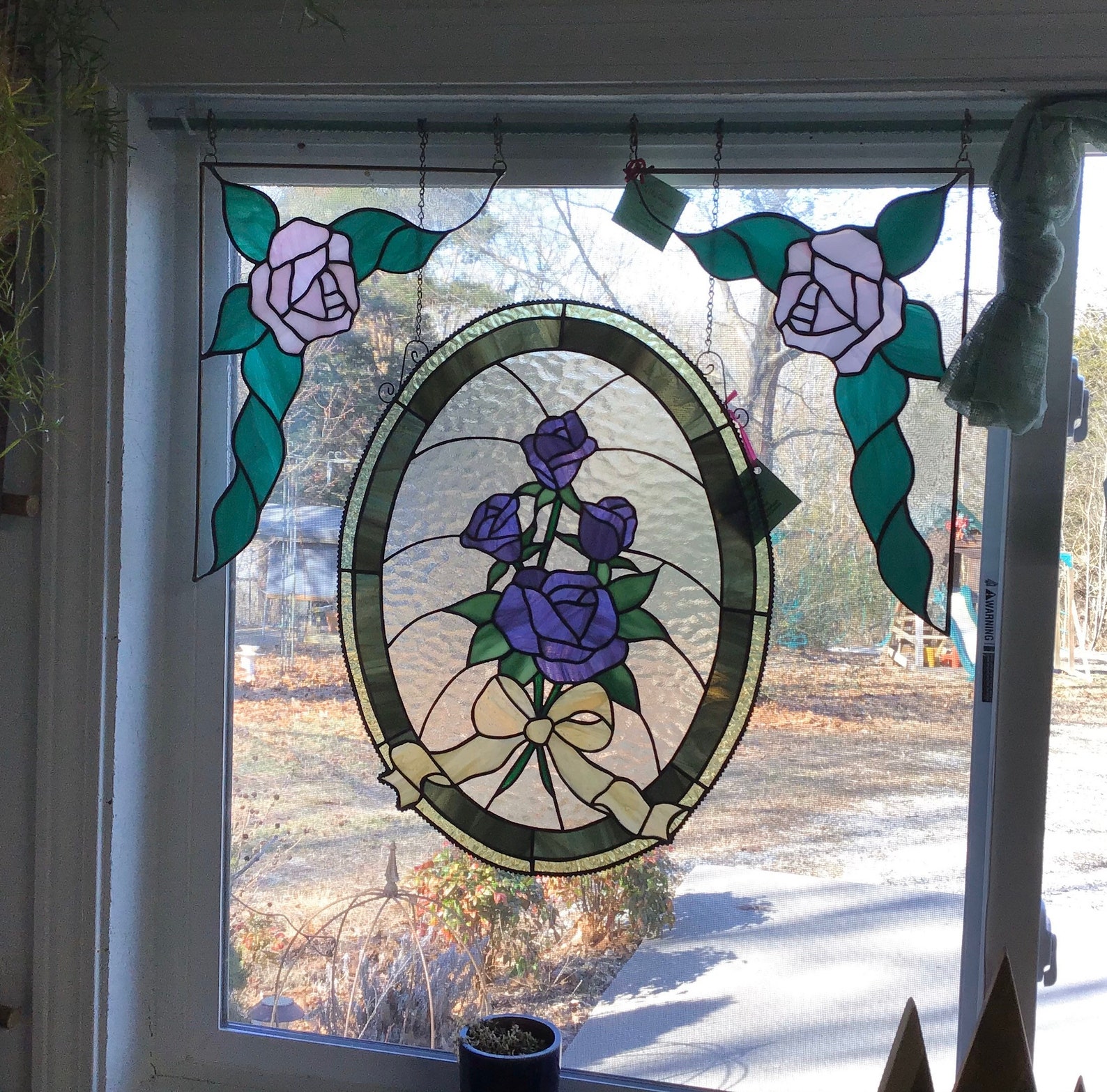 VICTORIAN Sterling Silver Roses OVAL ROSE Window Panel Olive | Etsy