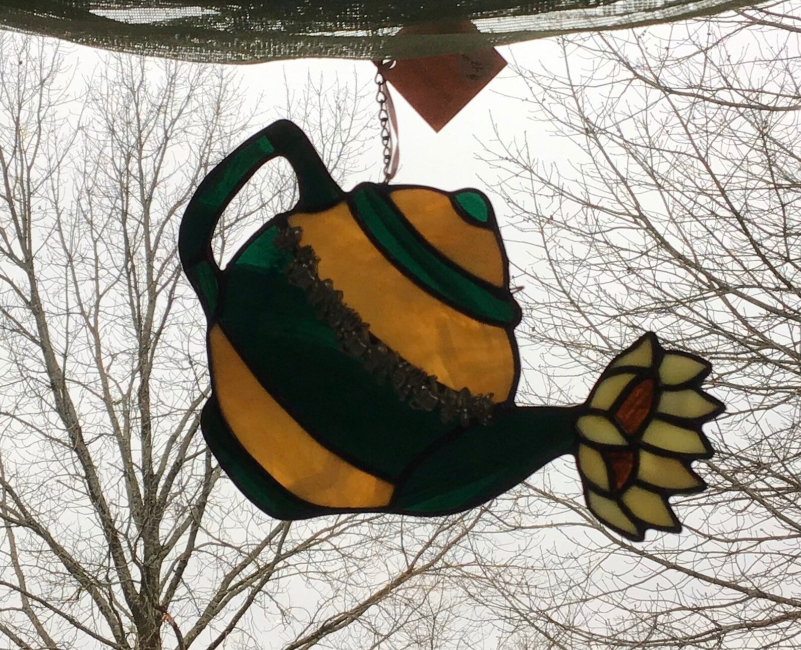 SUNFLOWER TEAPOT Tea Kettle Stained Glass Window Hanging | Etsy
