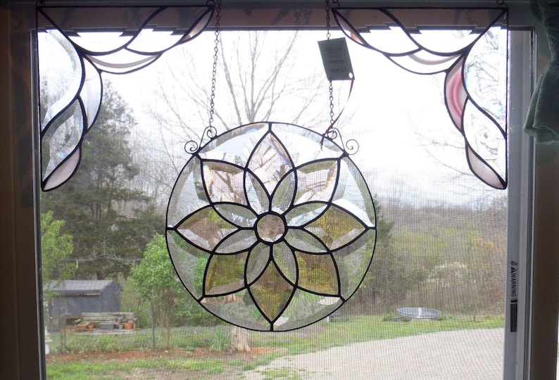 Bevel Circle Peach Bevel Floral Circle Glue Chip Bevel - Etsy