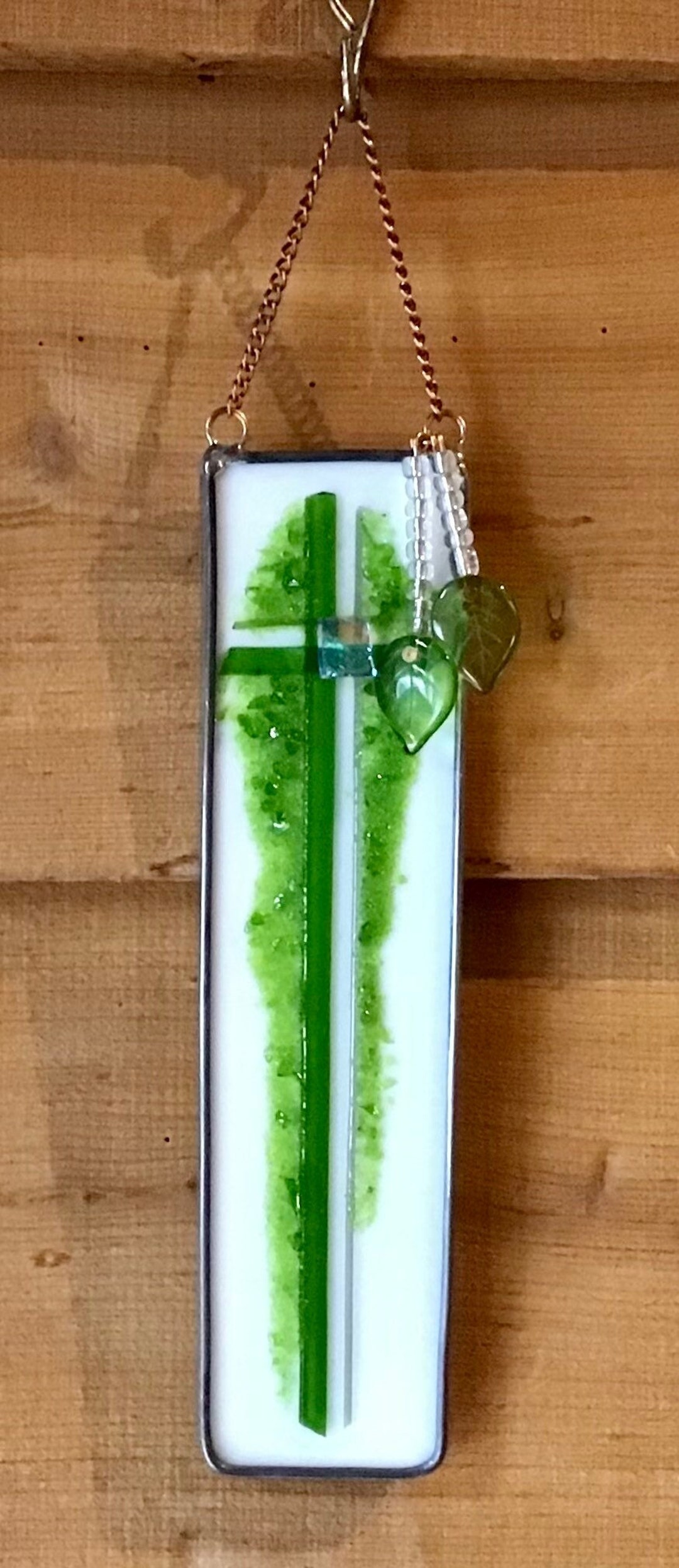 One FUSED GLASS CROSS 3 Options, Teal/clear, Green/purple, or Green ...