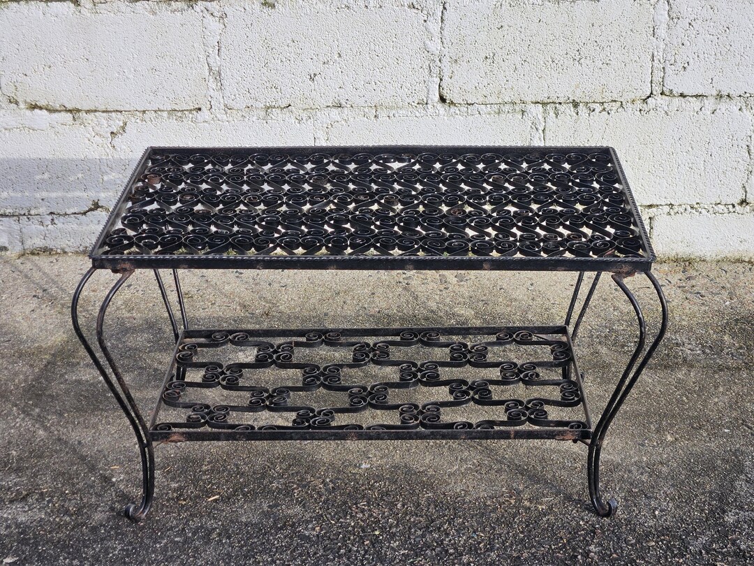French Vintage Forged Coffee Table Frame-wrought Iron Patio Table Side ...
