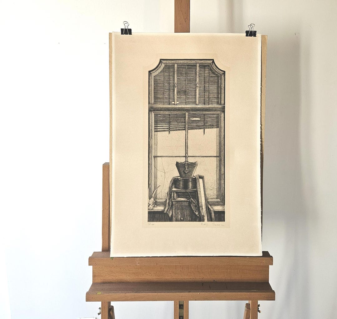Rolf Escher Original Etching – Window Interior - Signed & Dated 1977 ...
