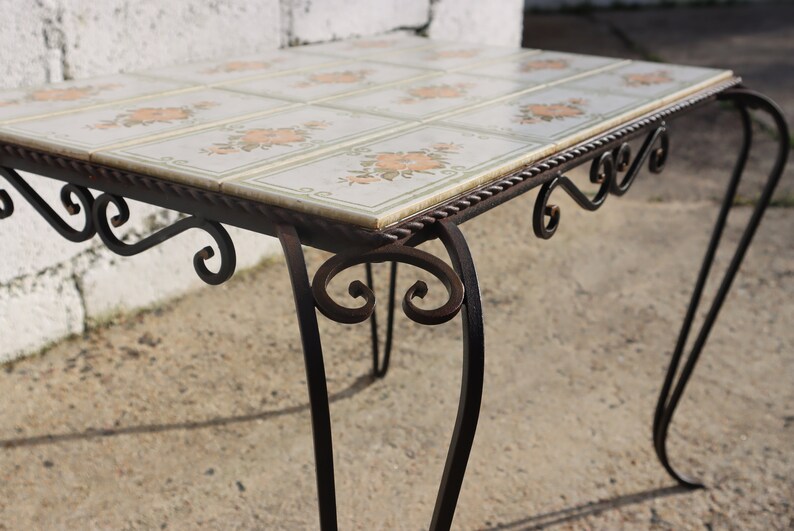 French Vintage Tileed and Forged Coffee Table Wrought Iron - Etsy