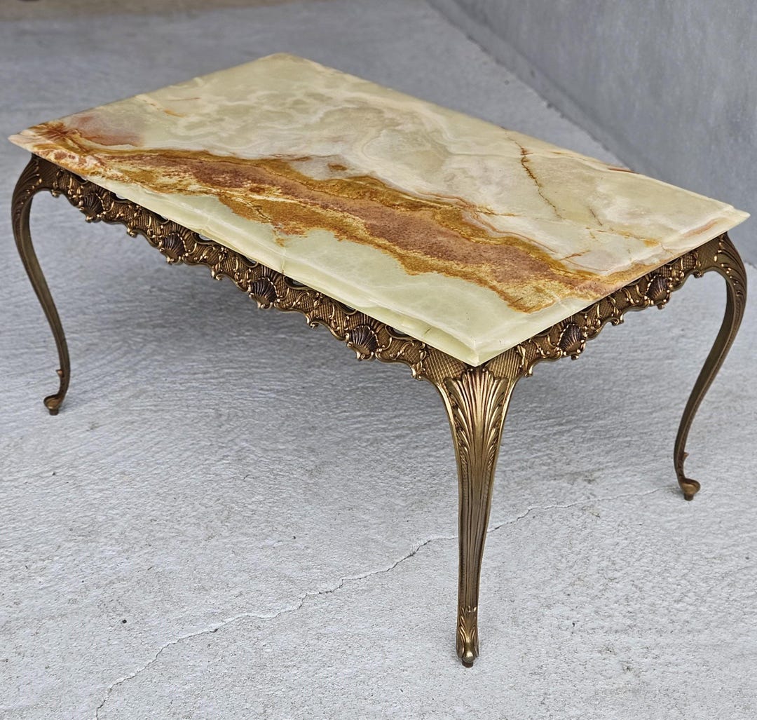 Reserved for TAMI French Vintage Rectangular Green Onyx Marble&bronze ...