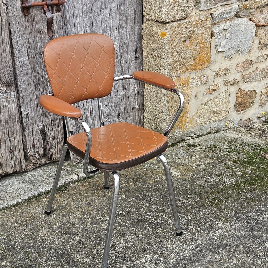 MEGA SALE Mid-century Classic Leatherette Chrome Arm Chair-kitchen ...