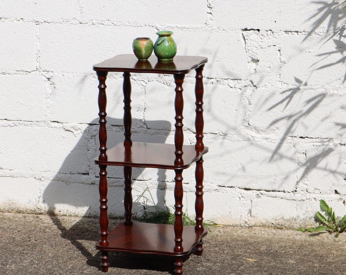 French Vintage Wooden Shelf Console - Stand Alone Bookshelf - Kitchen ...