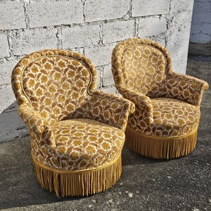 MEGA Sale Set of 2 French Vintage Toad Armchairs-crapaud Seater-orange ...