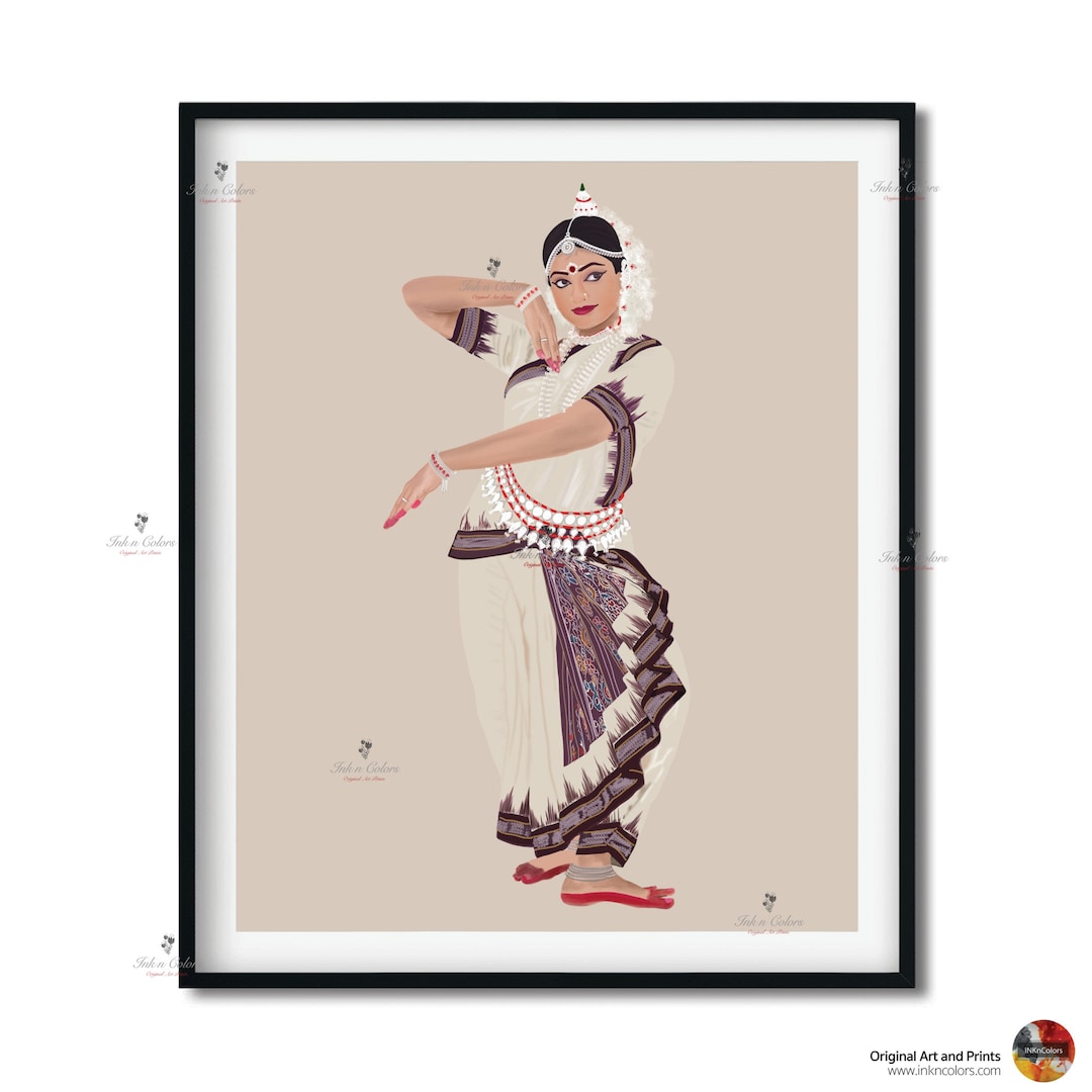 Indian Odissi Dancer Wall Art, Indian Dance Art,wall Decor,desi Art ...
