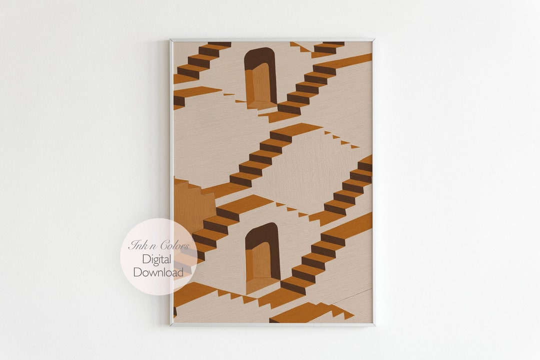 Stepwell-left,india Poster,printable Art ,city Print,illustration ...