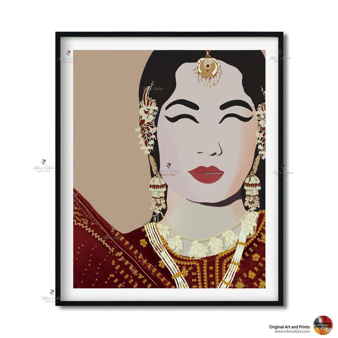 Bollywood Art,pakeezah,meena Kumari,, Indian Movie Wall Art, Hindi ...