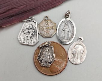 Vintage Catholic Mixed Medal LOT Mary Saints Our Lady Lourdes Religious ...