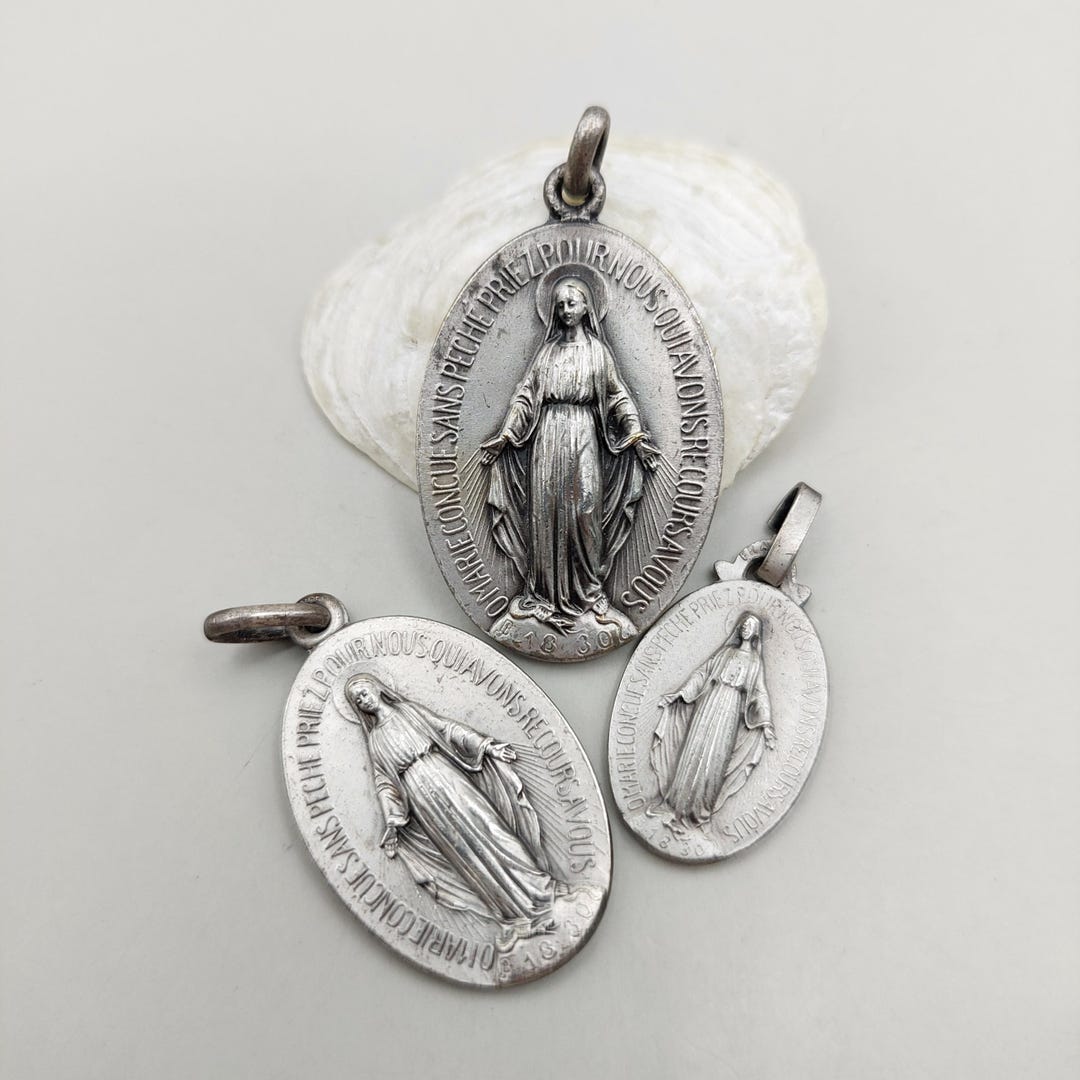 1 Pc Miraculous Medal • Signed, Vintage, Catholic - Marian Monogram ...