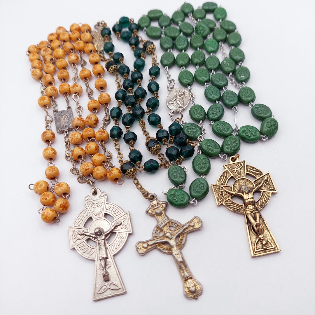 Vintage Irish Broken Rosary Beads LOT Glass, Wood, Ceramic Fix, Repair ...
