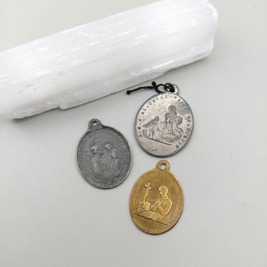 1 Pc Catholic Saint Medal • Antique - Sts Joseph, MM Alacoque, Gerard ...