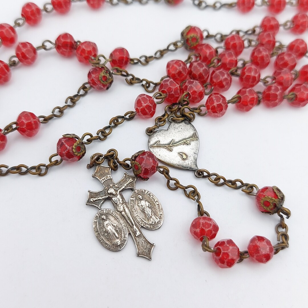 Vintage Chaplet of the Precious Blood of Jesus Red, Faceted, Plastic ...