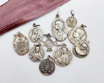 Vintage Catholic Mixed Medal LOT Mary Saints Our Lady Lourdes Religious ...