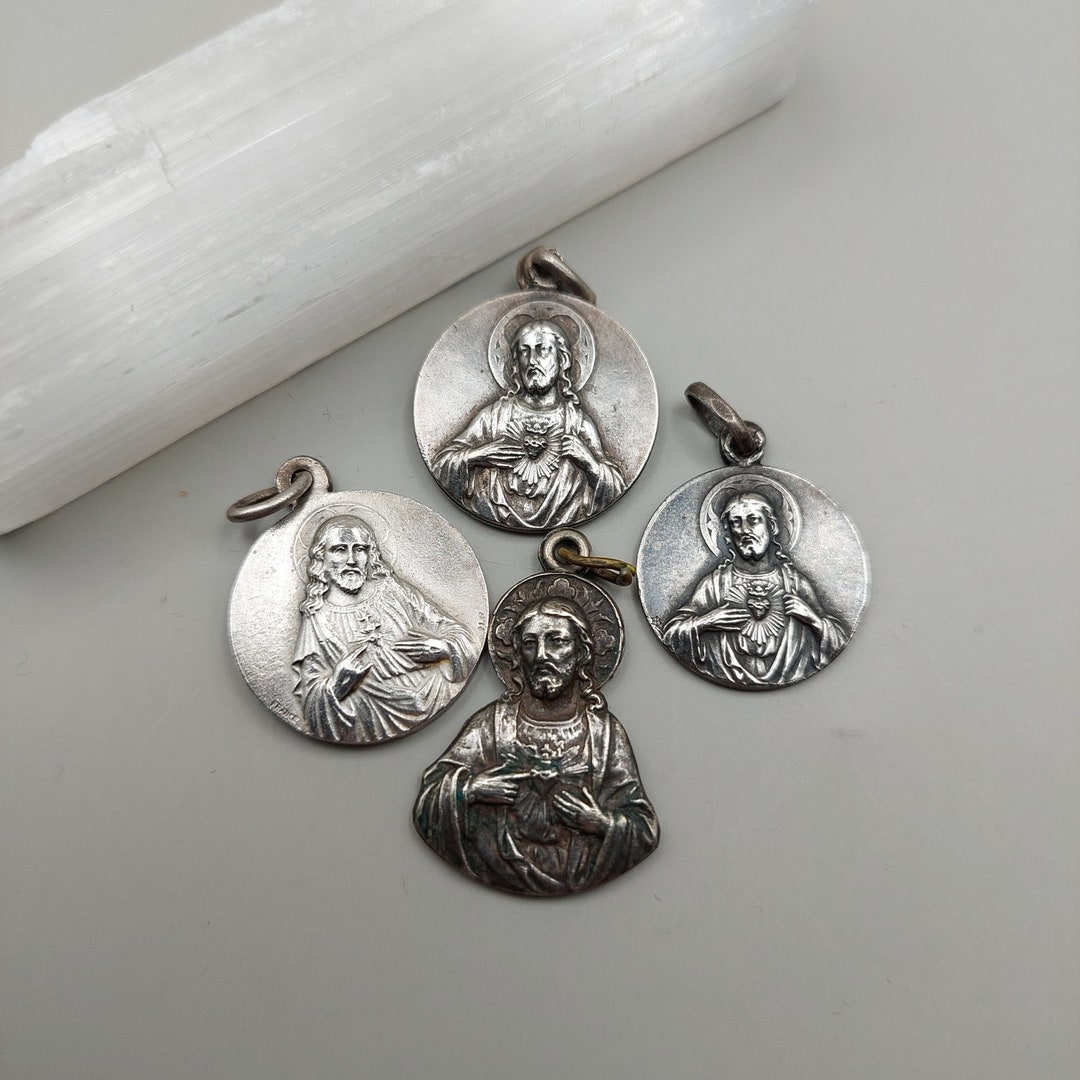 1 Pc Vintage Sacred Heart of Jesus Medal • French - Our Lady - Catholic ...