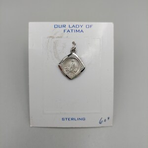 Our Lady of Fatima Sterling Charm Medal NOS Vintage 925 Silver Catholic ...