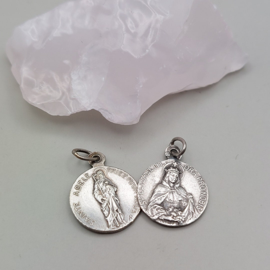 St Elizabeth / St Adele Vintage Medal Signed AP Karo Religious Pendant ...