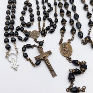 Vintage Broken Rosary Mixed LOT - Catholic Destash • Black Glass Beads ...
