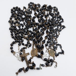 Vintage Broken Rosary Mixed LOT - Catholic Destash • Black Glass Beads ...