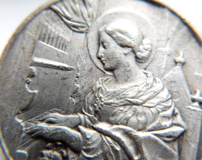 Pope Pius XII / St Cecilia Medal • Kissing Depose Vintage Catholic PONT MAX Silvertone Papal ...