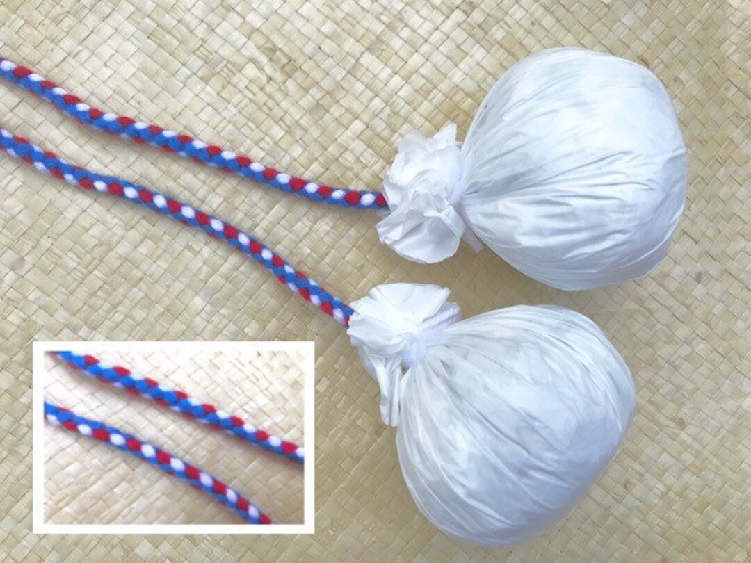 Maori Poi Balls - Blue, Red & White "manu Samoa" Theme - Etsy
