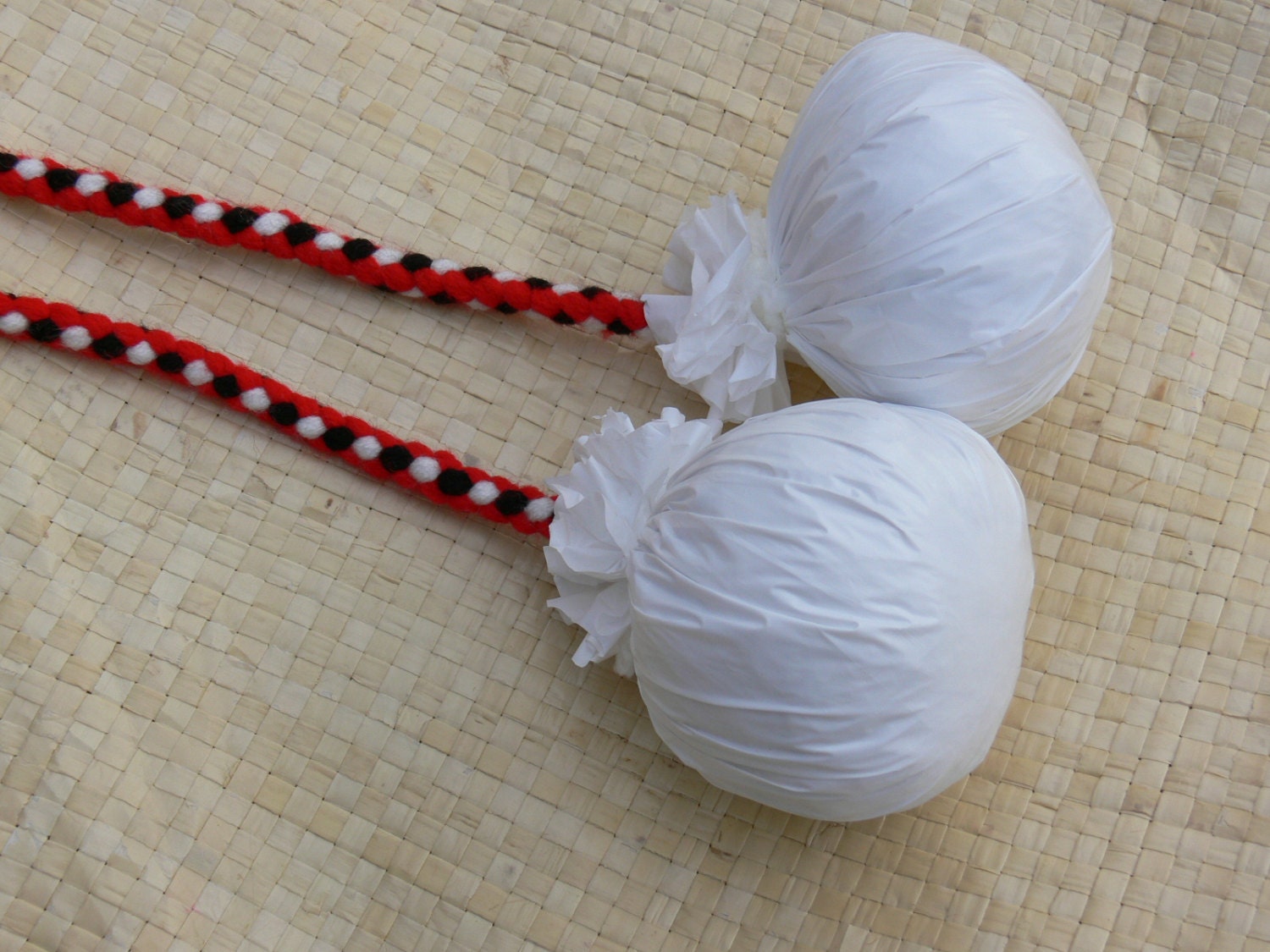 Maori Poi Balls Red, Black & White - Etsy