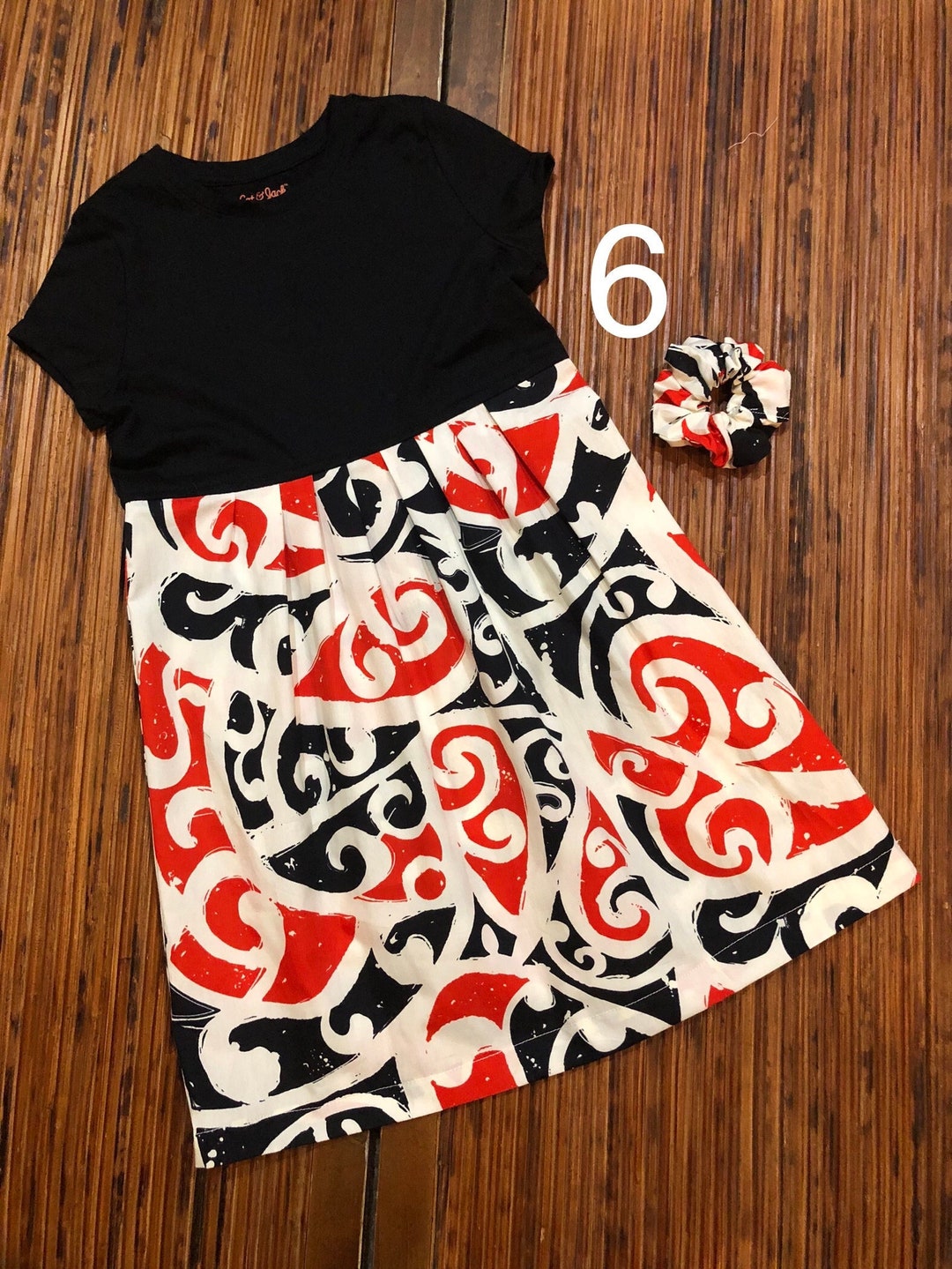 Maori Dress Size 6 Black Red & White Koru Pattern - Etsy