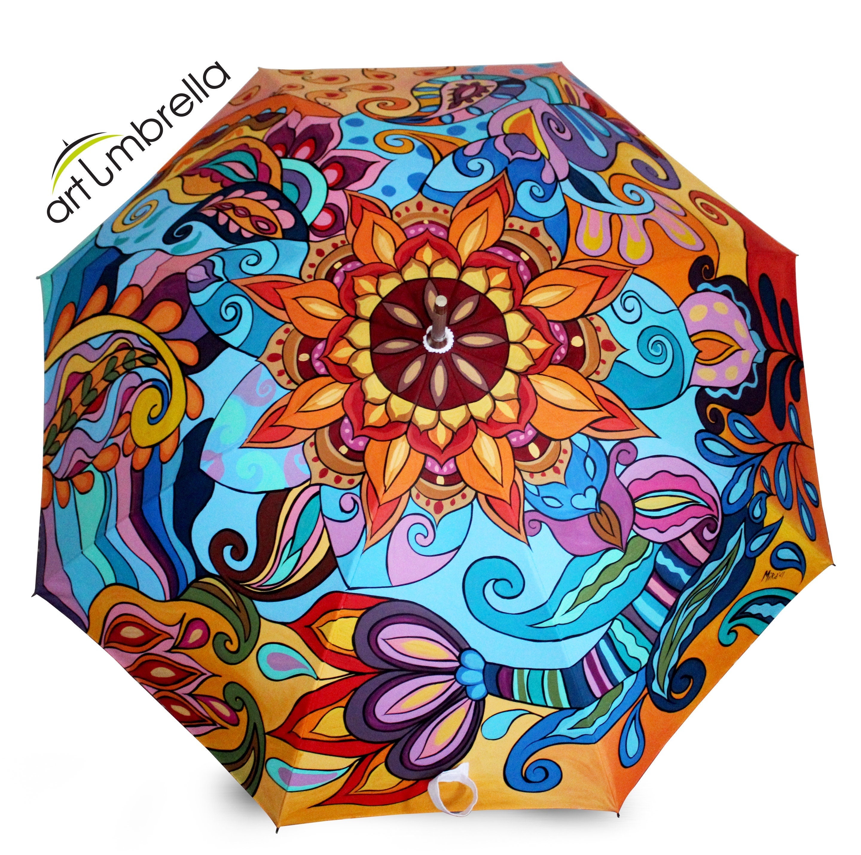Hand Painted Umbrella Indian Garden Sun Tulips Rain Umbrella Bright ...