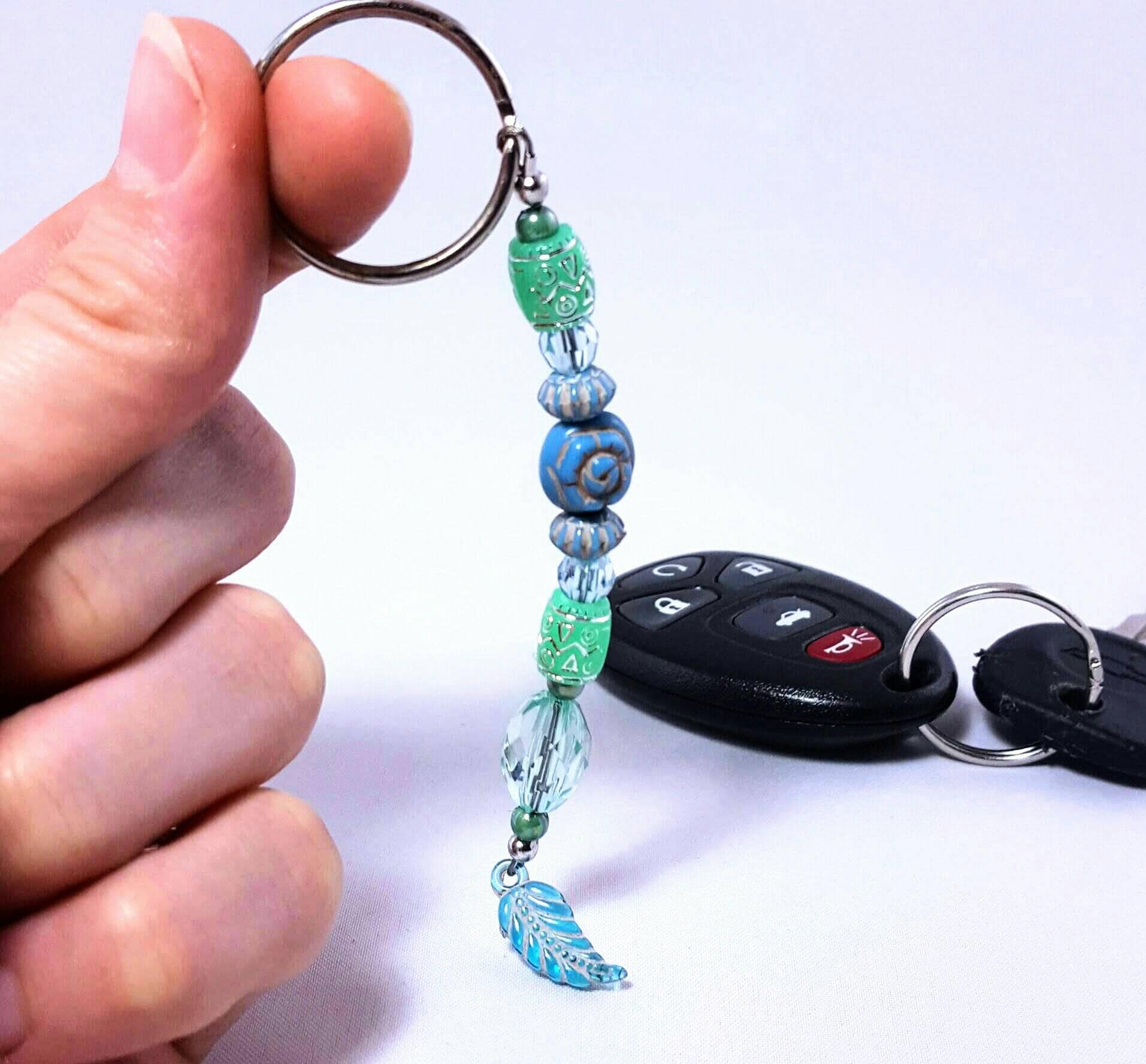 Leaf Keychain Zipper Tag Handmade Keychain Beaded Purse Accessory ...