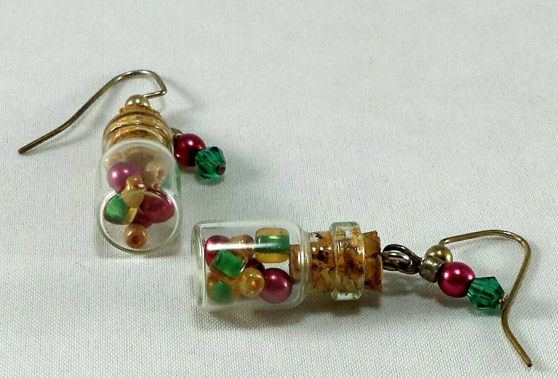 Glass Vial Earrings Birthday Party Gift Swarovski Crystal | Etsy