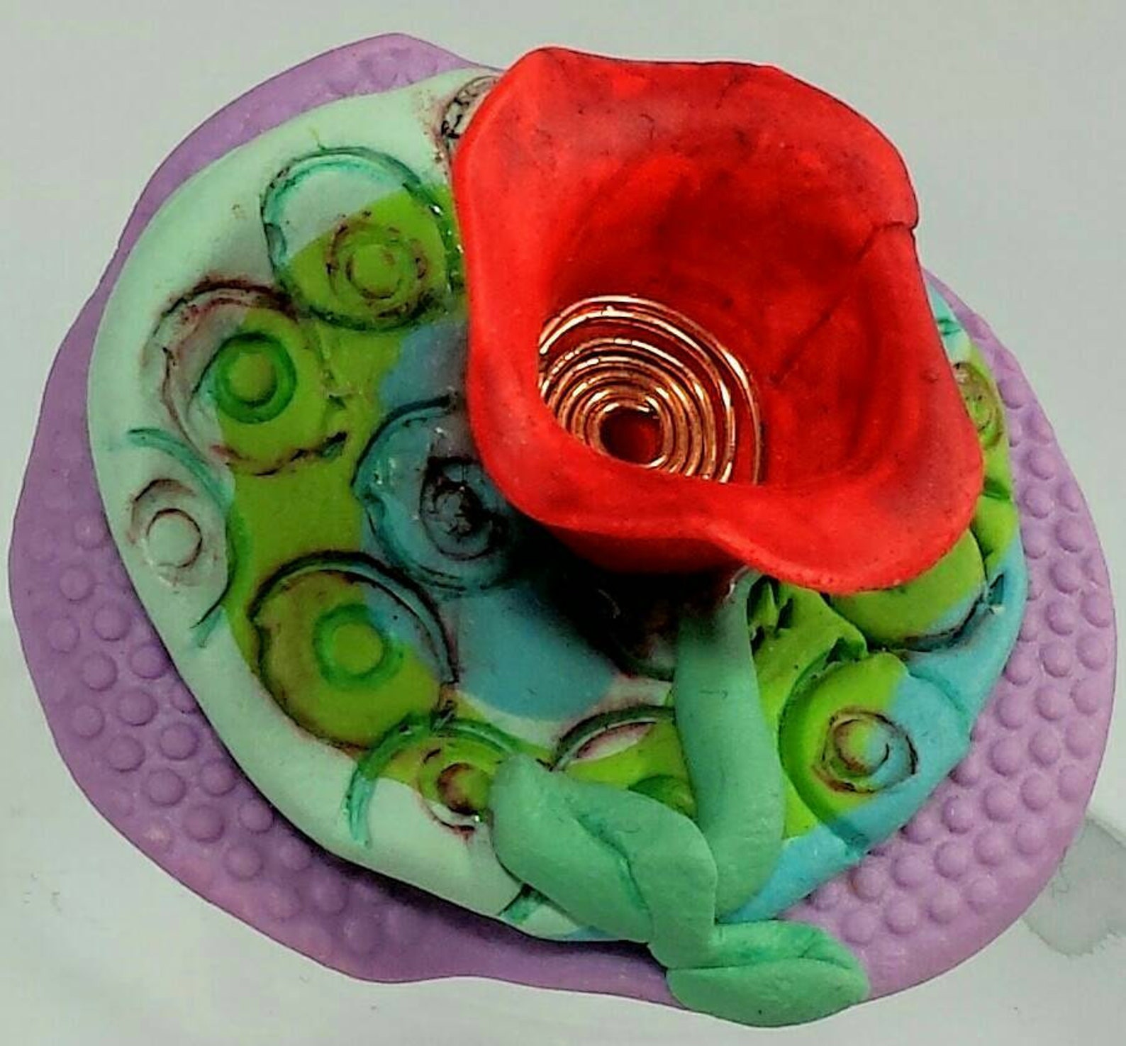 Tulip Polymer Clay Brooch Pin Whimsical Flower Jewelry Red Purple Mixed ...