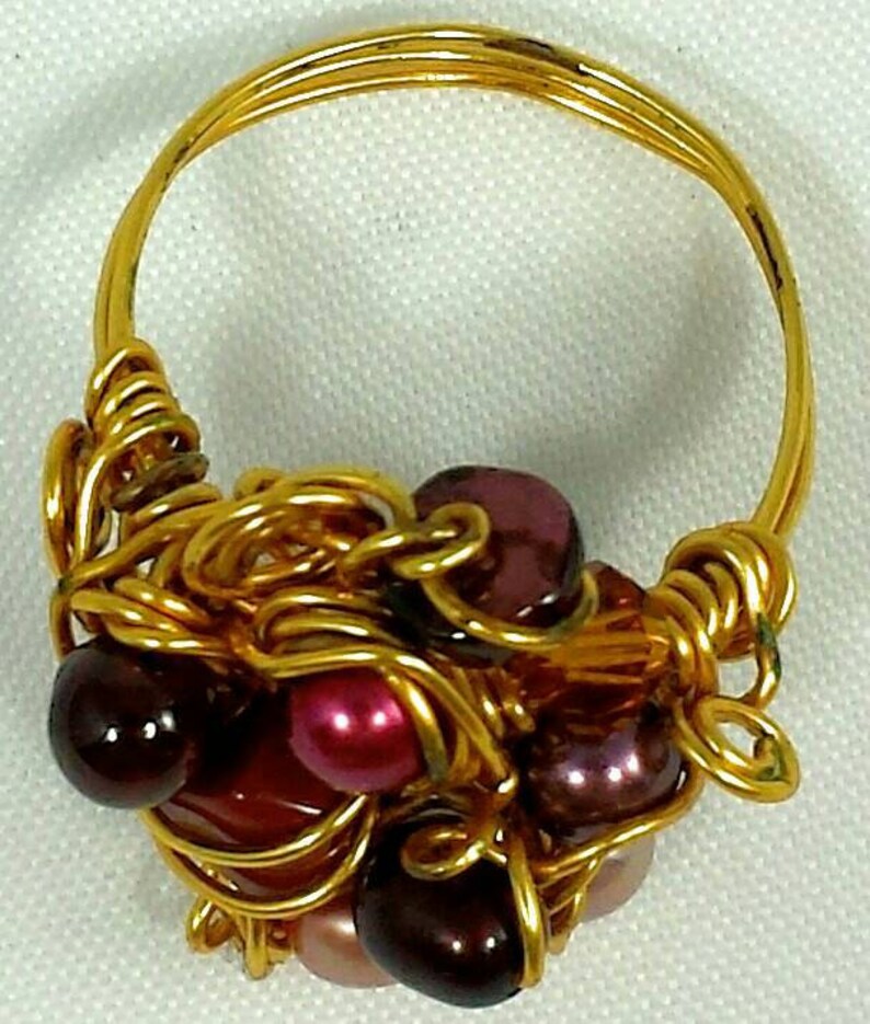 Made to Order Custom Ring Choose Any Color Customized Gift Jewelry Handmade Wire Wrapped Beaded ...