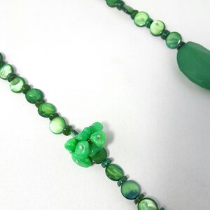 Green Shell Beaded Long Necklace Asymmetric Vintage Style Jewelry ...