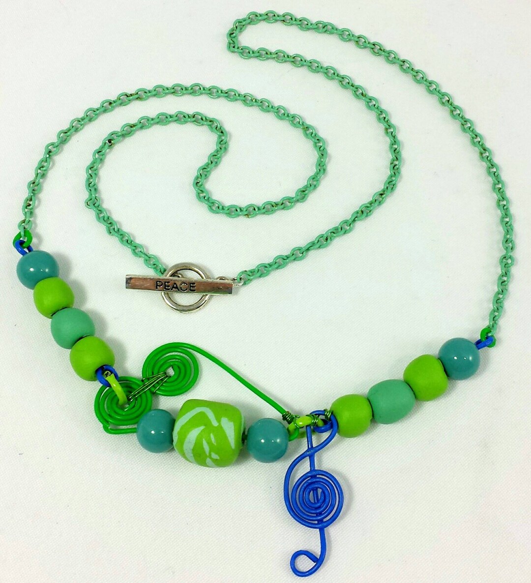 Music Note Charm Necklace Single Strand Chain Polymer Clay Jewelry ...