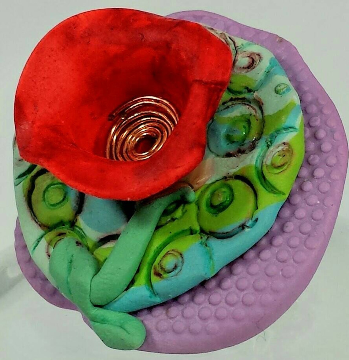 Tulip Polymer Clay Brooch Pin Whimsical Flower Jewelry Red Purple Mixed ...