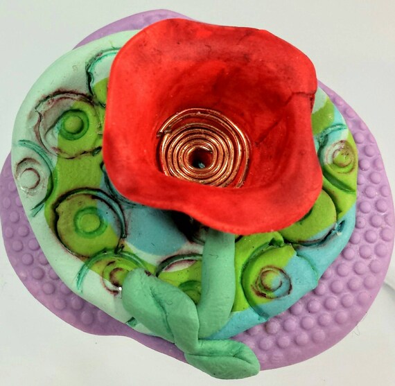 Tulip Polymer Clay Brooch Pin Whimsical Flower Jewelry Red | Etsy